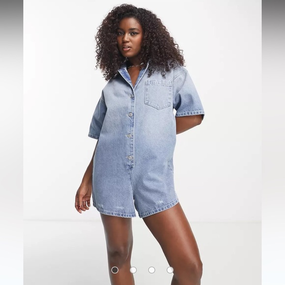 ASOS | Shorts | Asos Signature 8 Denim Shirt Romper | Poshmark